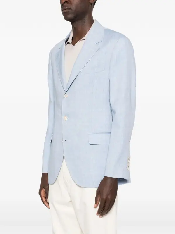Brunello Cucinelli Linen And Virgin Wool Chevron Deconstructed Jacket - Blue