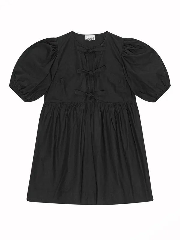 GANNI Short Cotton Dress - Black