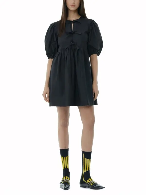 GANNI Short Cotton Dress - Black