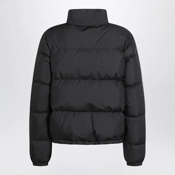 Burberry Zip-up Puffer Jacket With Check Detail - Black