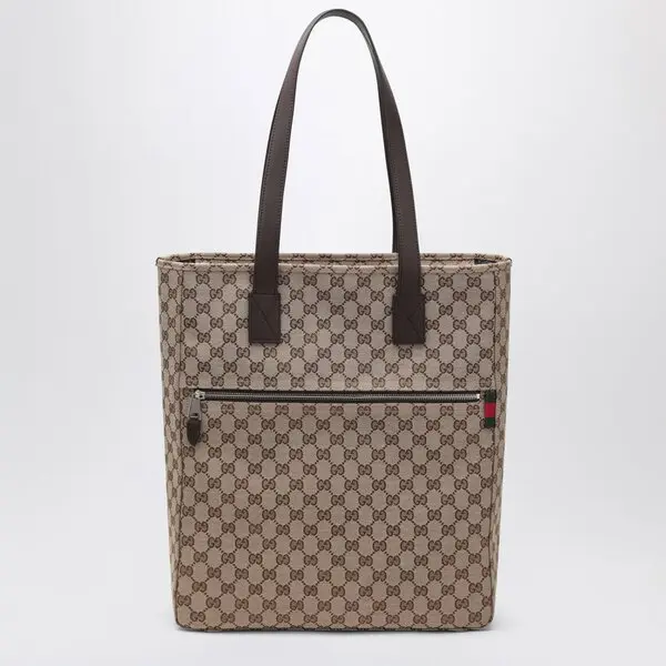 Gucci Large Gg Monogram Shopping Bag - Brown