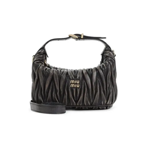 Miu Miu Lamb Leather Mini Bag With Gold Tone Hardware - Brown