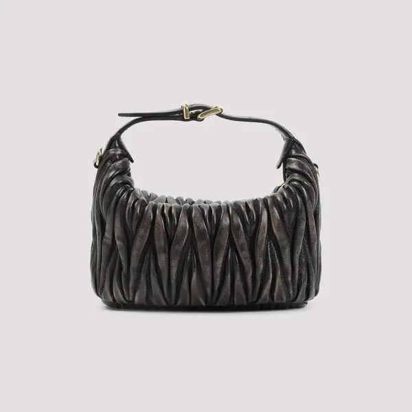 Miu Miu Lamb Leather Mini Bag With Gold Tone Hardware - Brown