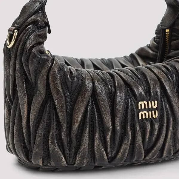 Miu Miu Lamb Leather Mini Bag With Gold Tone Hardware - Brown