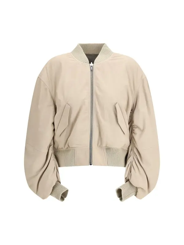 Rick Owens Lamb Leather Flight Bomber Jacket - Cream