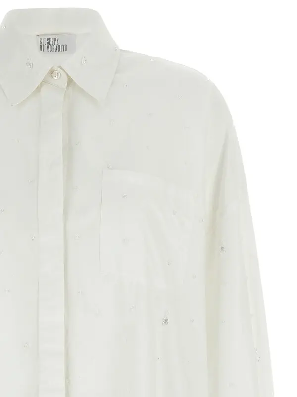 Giuseppe Di Morabito Crystal Embellished Cotton Poplin Shirt