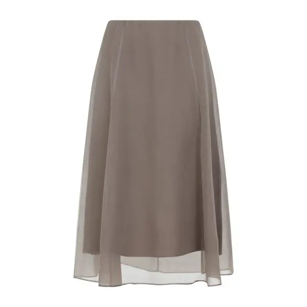 Brunello Cucinelli Silk Tulle A-line Skirt - Brown