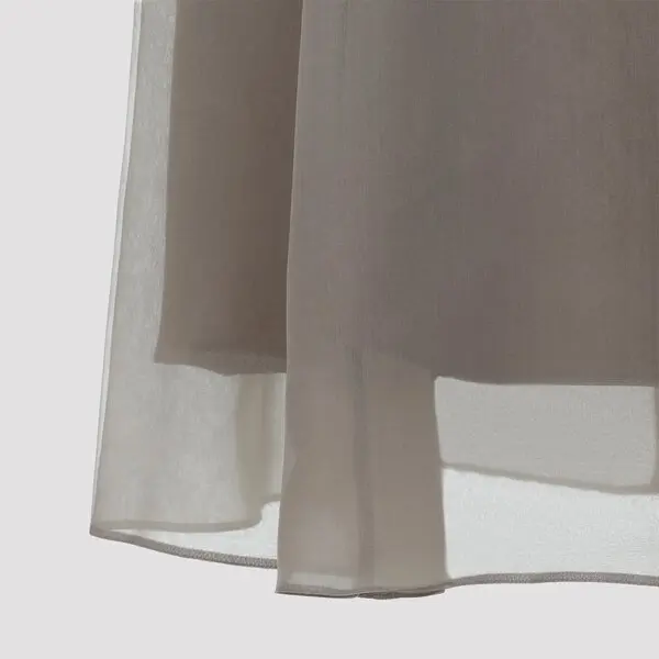 Brunello Cucinelli Silk Tulle A-line Skirt - Brown