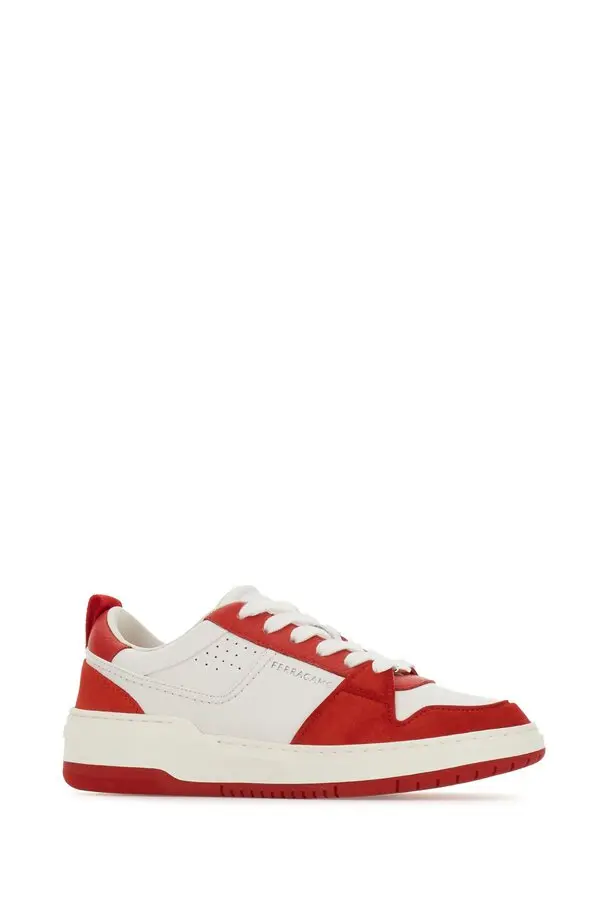 FERRAGAMO Leather And Suede Lace-up Sneakers - Multicolor