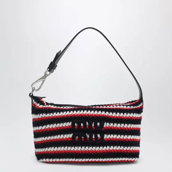 Miu Miu Striped Cotton Crochet Pouch
