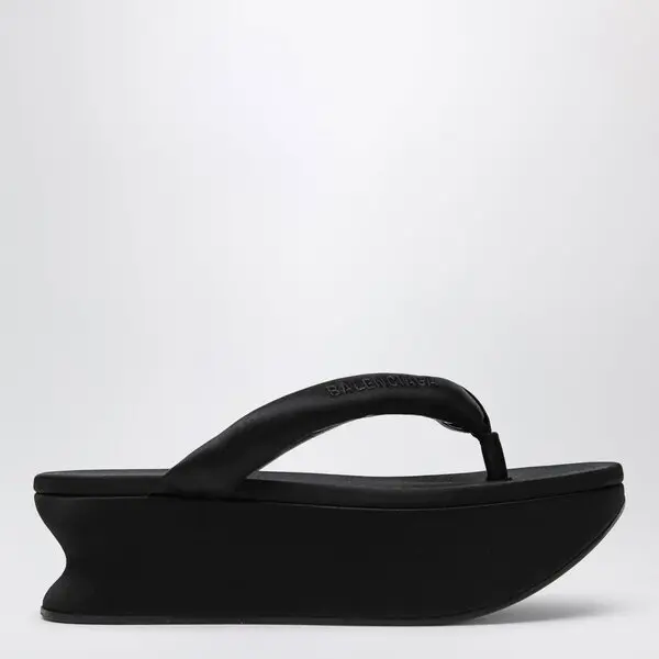 Balenciaga Gaeta Satin Thong Sandals - Black