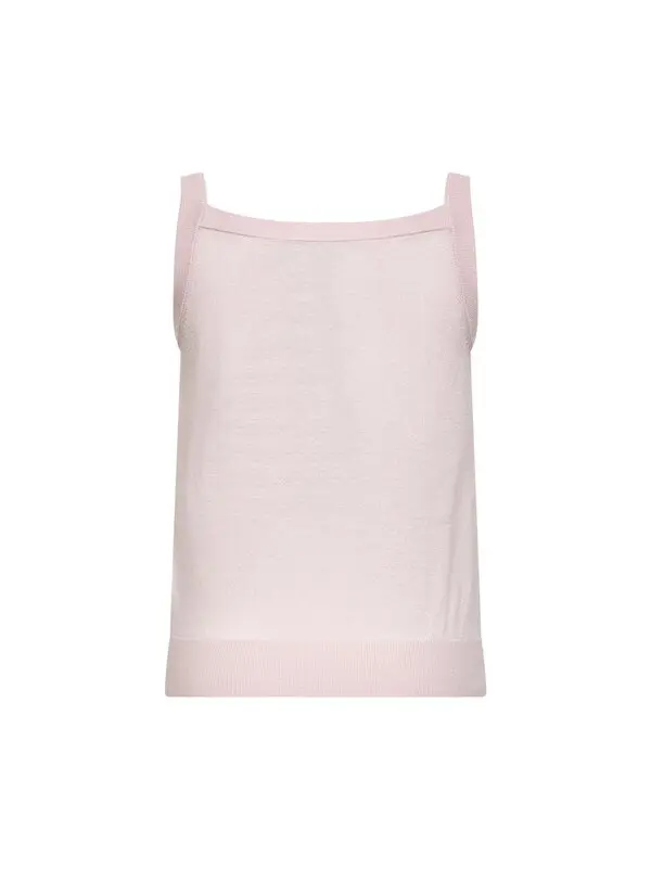 Max Mara Pink Sequin Embellished Silk Wool Knit Top