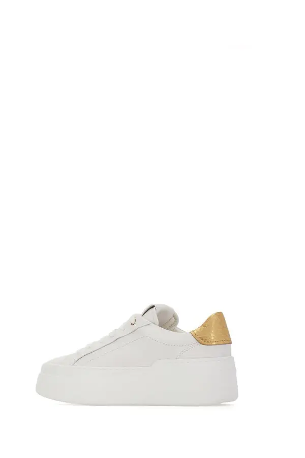 FERRAGAMO White Leather Sneakers With Gold Tone Accent