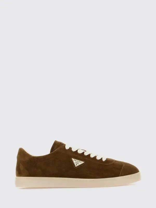 Prada Vitello Suede Lace-up Sneakers - Brown