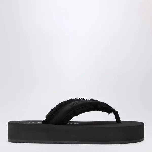 Balenciaga Jet Lag Satin Thong Sandals - Black
