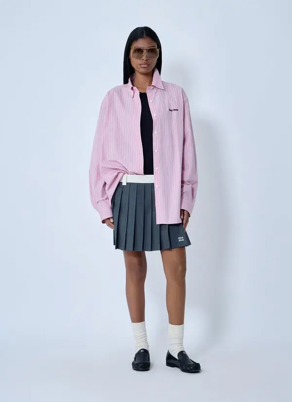 Miu Miu Striped Cotton Poplin Button-down Shirt