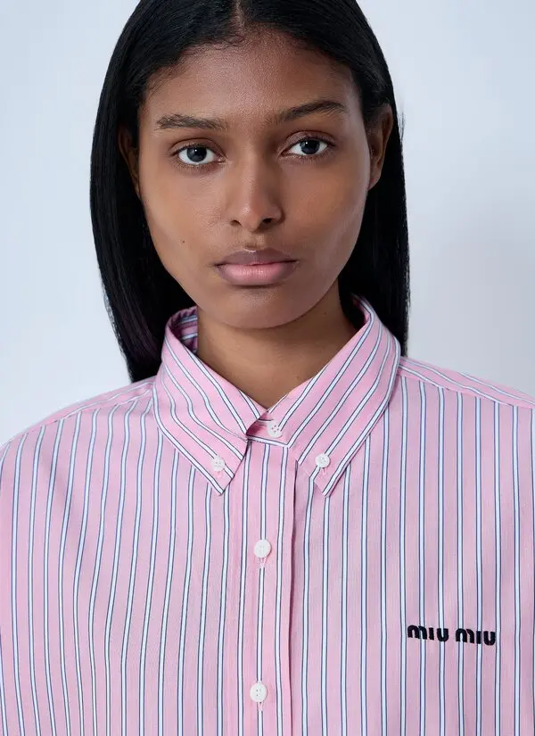 Miu Miu Striped Cotton Poplin Button-down Shirt