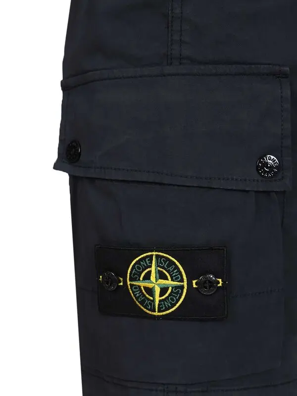Stone Island Stretch Organic Cotton Twill Cargo Bermuda Shorts - Blue
