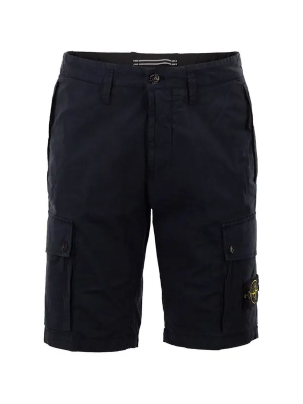 Stone Island Stretch Organic Cotton Twill Cargo Bermuda Shorts - Blue