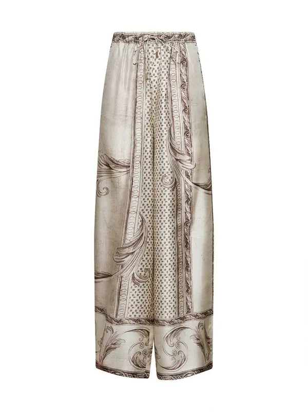 Max Mara Printed Silk Twill Fluid Trousers - Multicolor