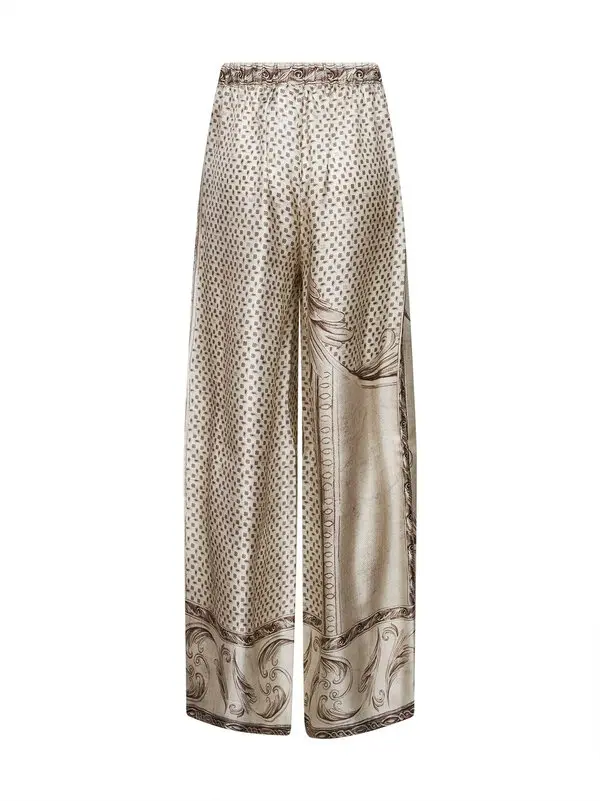 Max Mara Printed Silk Twill Fluid Trousers - Multicolor