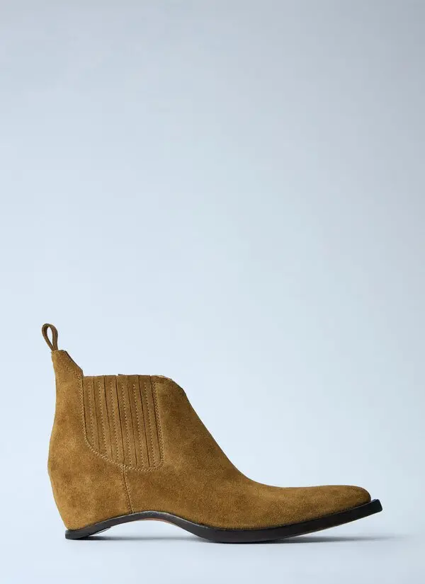 MAISON MARGIELA Suede Heel-less Western Chelsea Boots - Brown