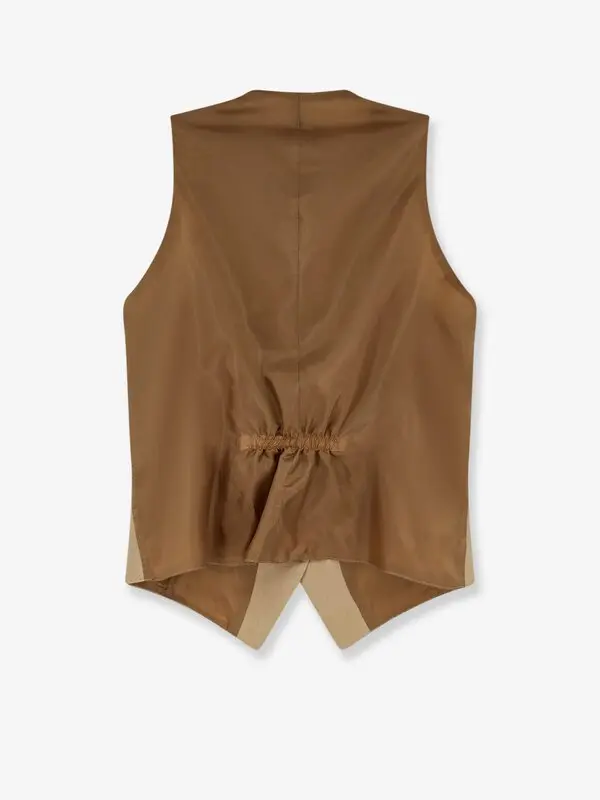 Tagliatore Beige Linen V-neck Vest
