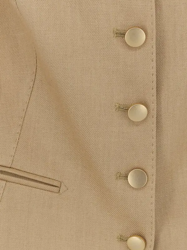 Tagliatore Beige Linen V-neck Vest