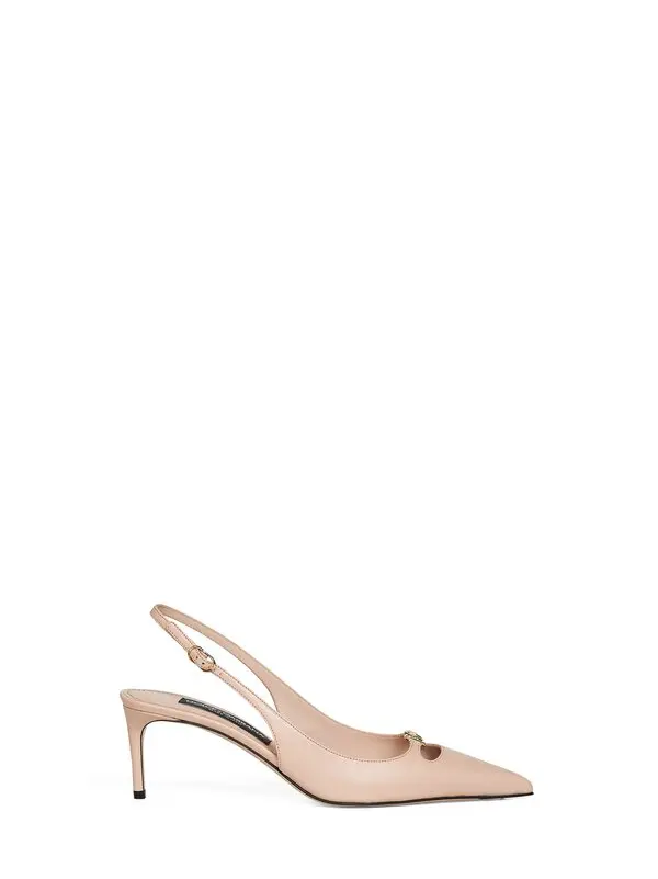 Dolce & Gabbana Nude Silky Nappa Leather Lollo Slingback Pumps - Multicolor