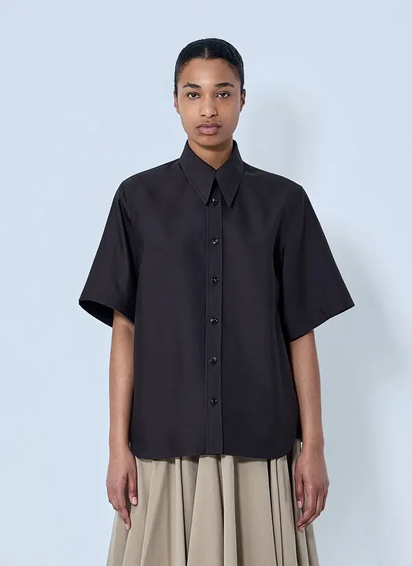 Bottega Veneta Wool And Silk Blend Short Sleeve Shirt