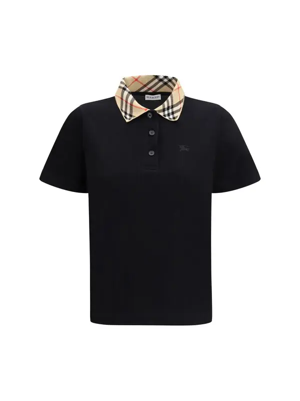 Burberry Cotton Polo With Check Collar