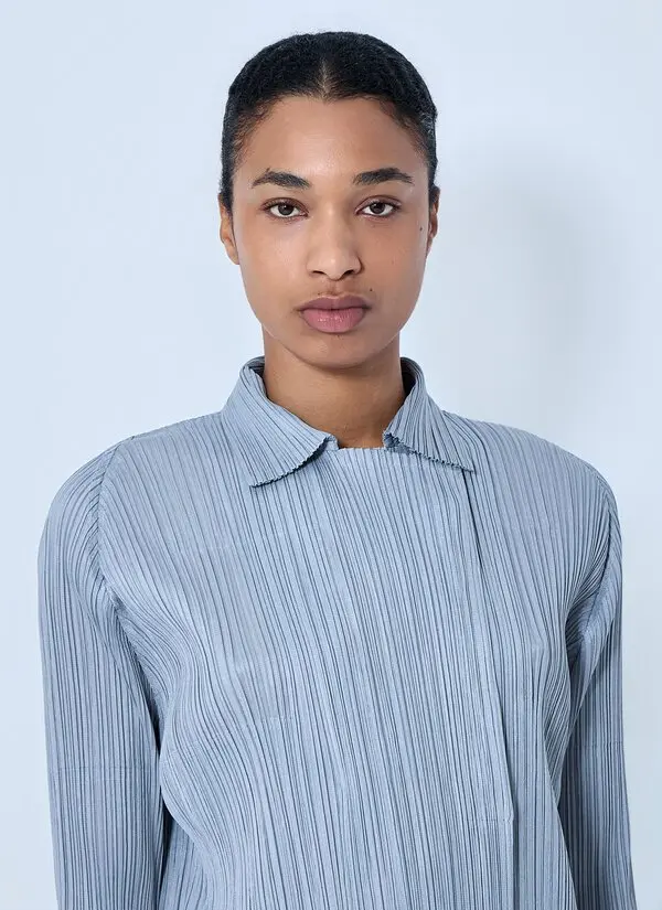Issey Miyake Structured Pleat Long Sleeve Shirt