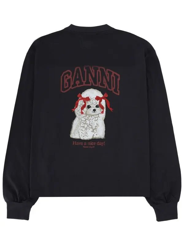 GANNI Poodle Graphic Long Sleeve T-shirt - Multicolor