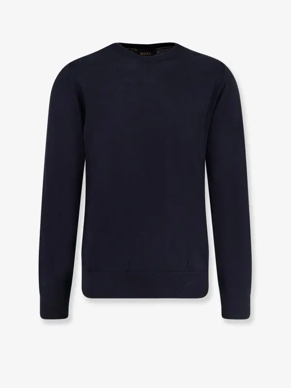 BOSS Wool, Silk, And Cashmere Crew Neck Sweater - Blue