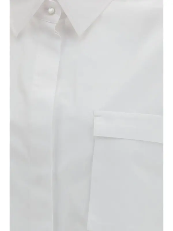 Max Mara Cotton Shirt With Classic Collar And Pockets - White