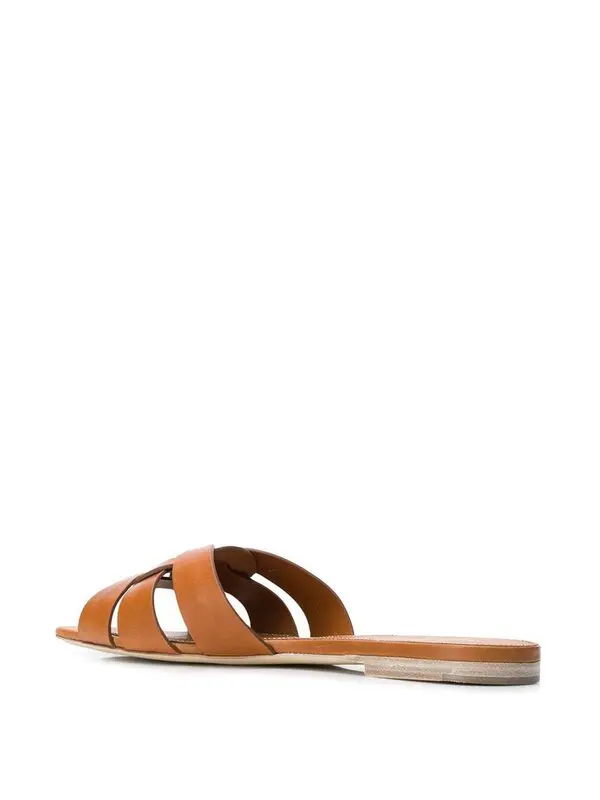 Saint Laurent Tribute Mules In Smooth Leather - Brown