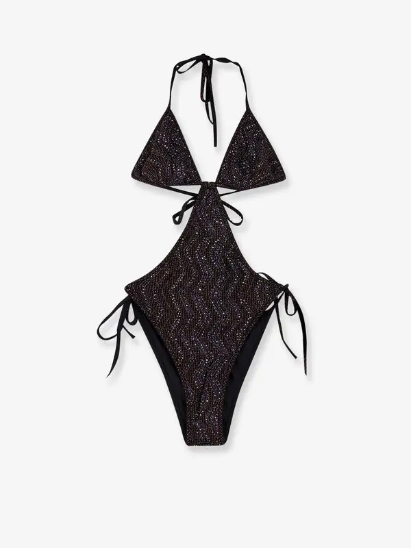 Missoni Viscose Blend One-piece Swimsuit With Sequins - Brown