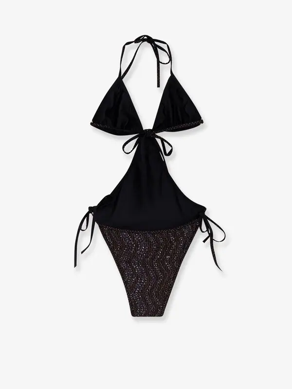 Missoni Viscose Blend One-piece Swimsuit With Sequins - Brown