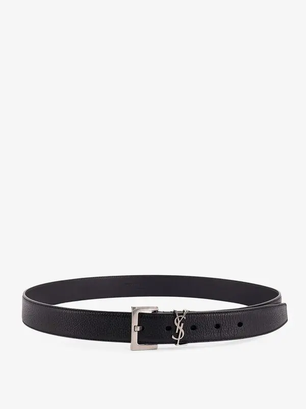 Saint Laurent Leather Belt With Monogram Buckle - Multicolor