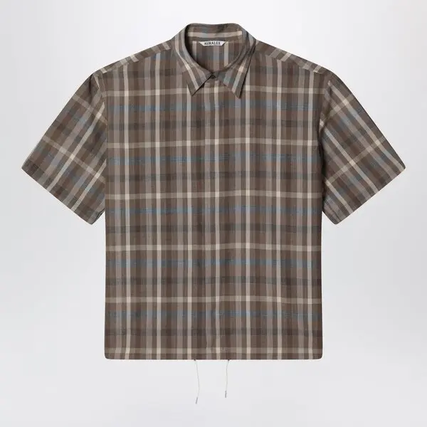 Auralee Short-sleeve Wool Check Shirt - Brown