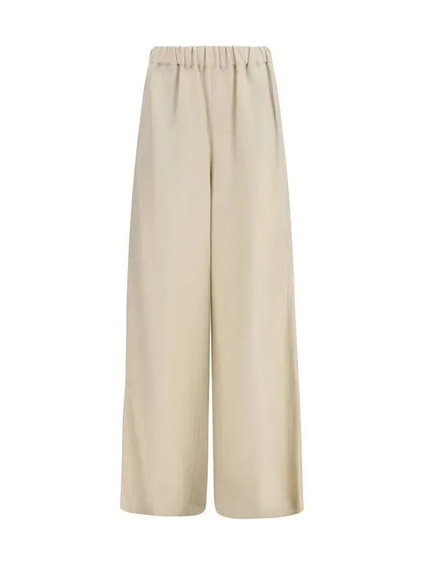 Max Mara Wide-leg Linen And Silk Blend Twill Pants - Cream