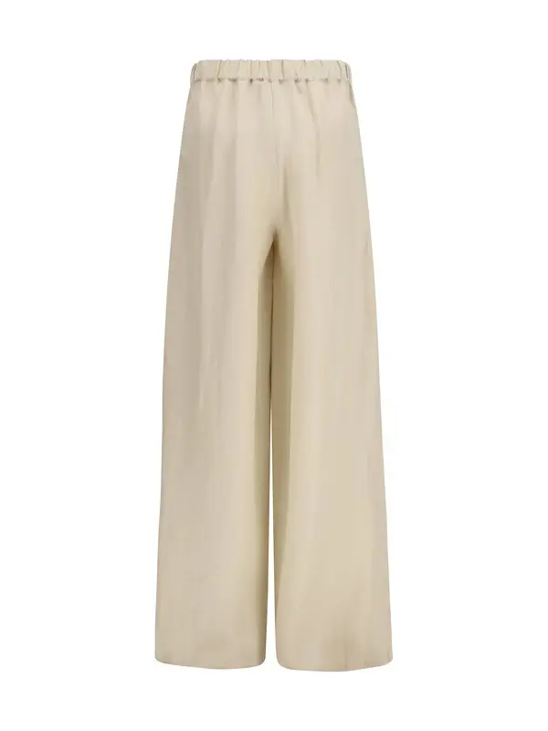 Max Mara Wide-leg Linen And Silk Blend Twill Pants - Cream