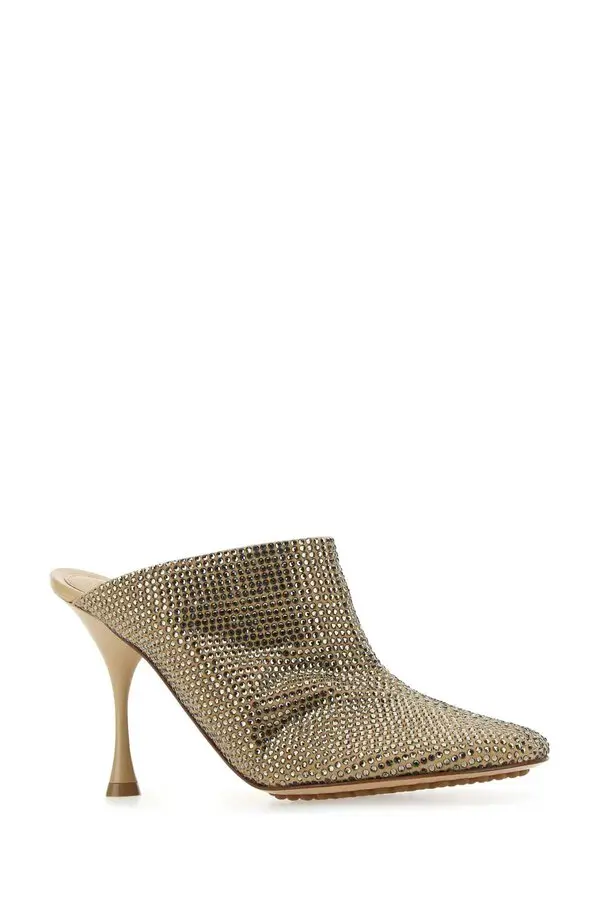 Bottega Veneta Embellished Suede Sparkle Dot Sock Mules