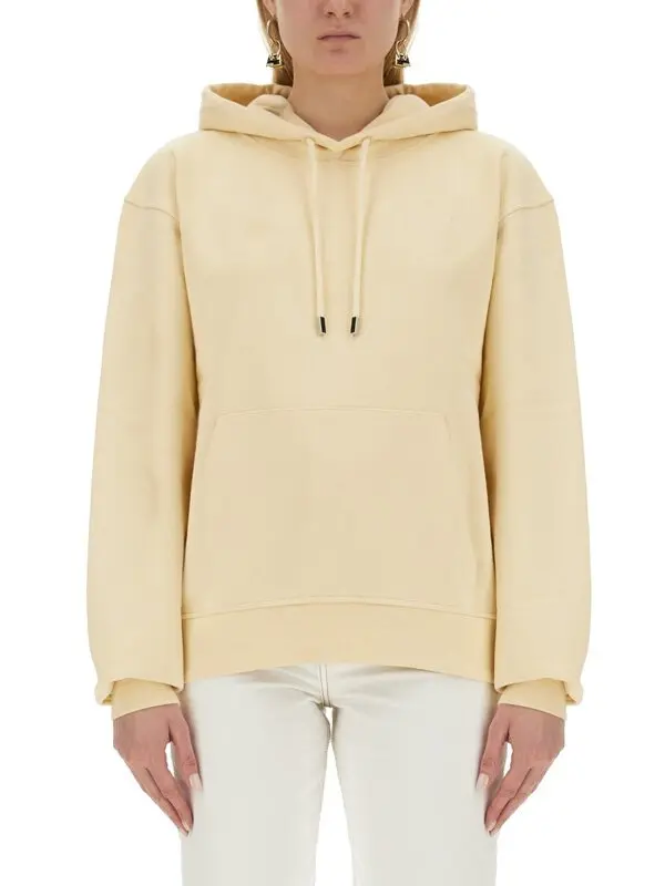 Jacquemus Logo Embroidered Cotton Hoodie - Yellow