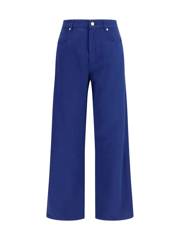 Max Mara Cotton And Linen Blend Straight Leg Pants - Blue