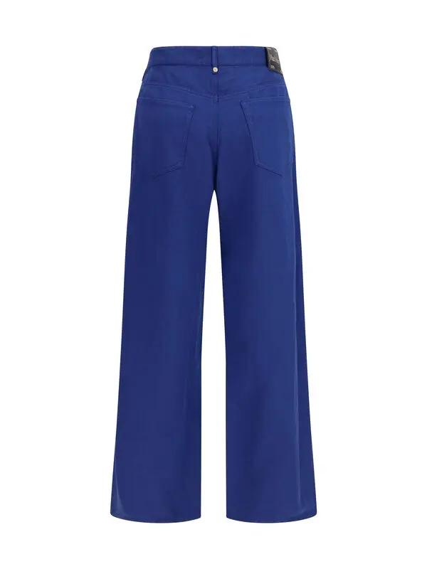 Max Mara Cotton And Linen Blend Straight Leg Pants - Blue