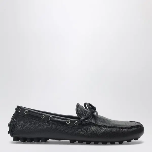 Prada Leather Loafers With Strap - Black