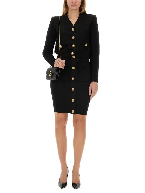 Balmain Vichy Knit Pencil Skirt