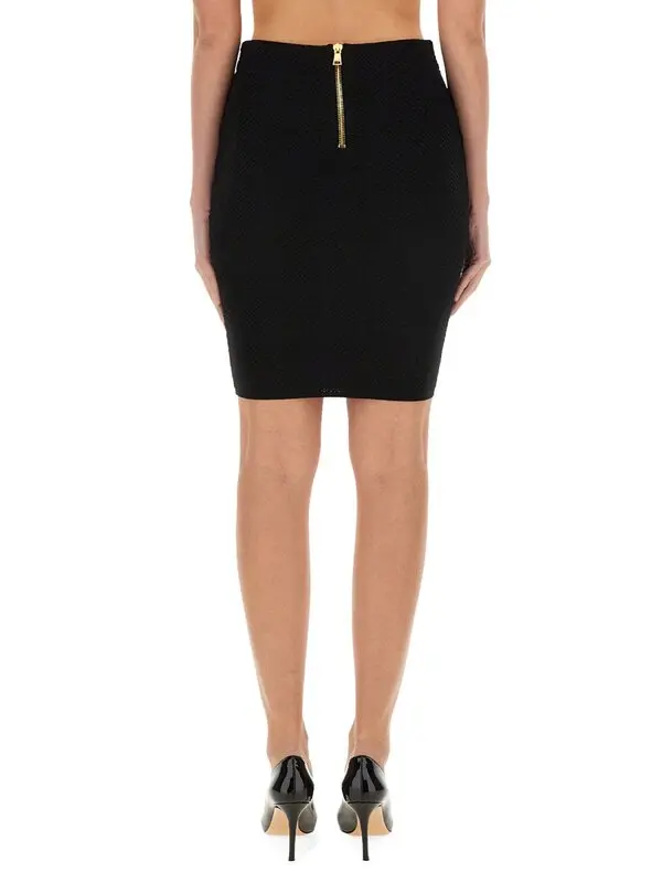 Balmain Vichy Knit Pencil Skirt