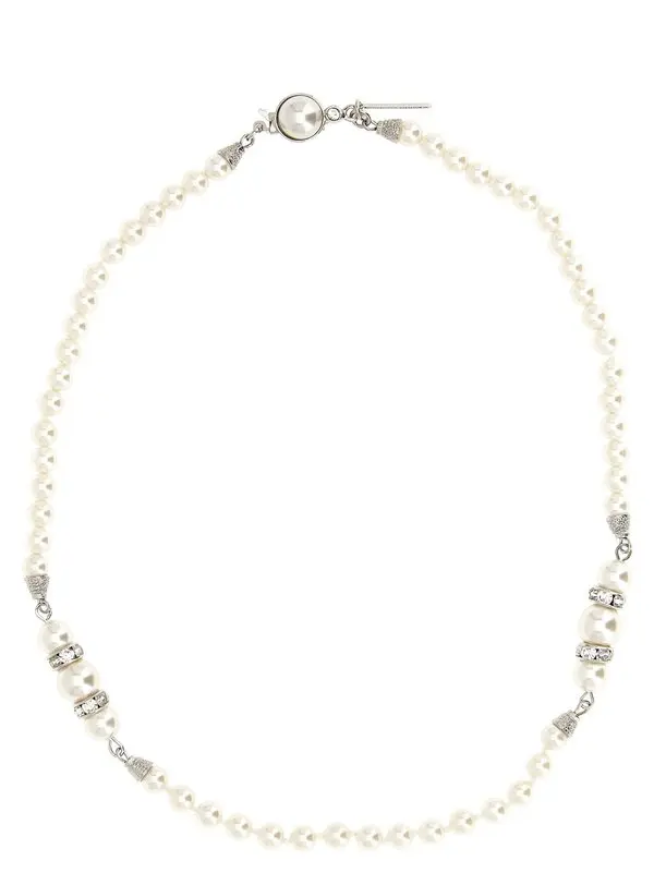 Alessandra Rich Pearl And Crystal Necklace - White